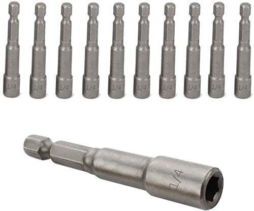 Bestgle 10pcs 1/4'' Hex Shank Nut Driver Bit Sets, Quick Change Socket Nut Impact Driver Adapter Imperial Size 1/4"