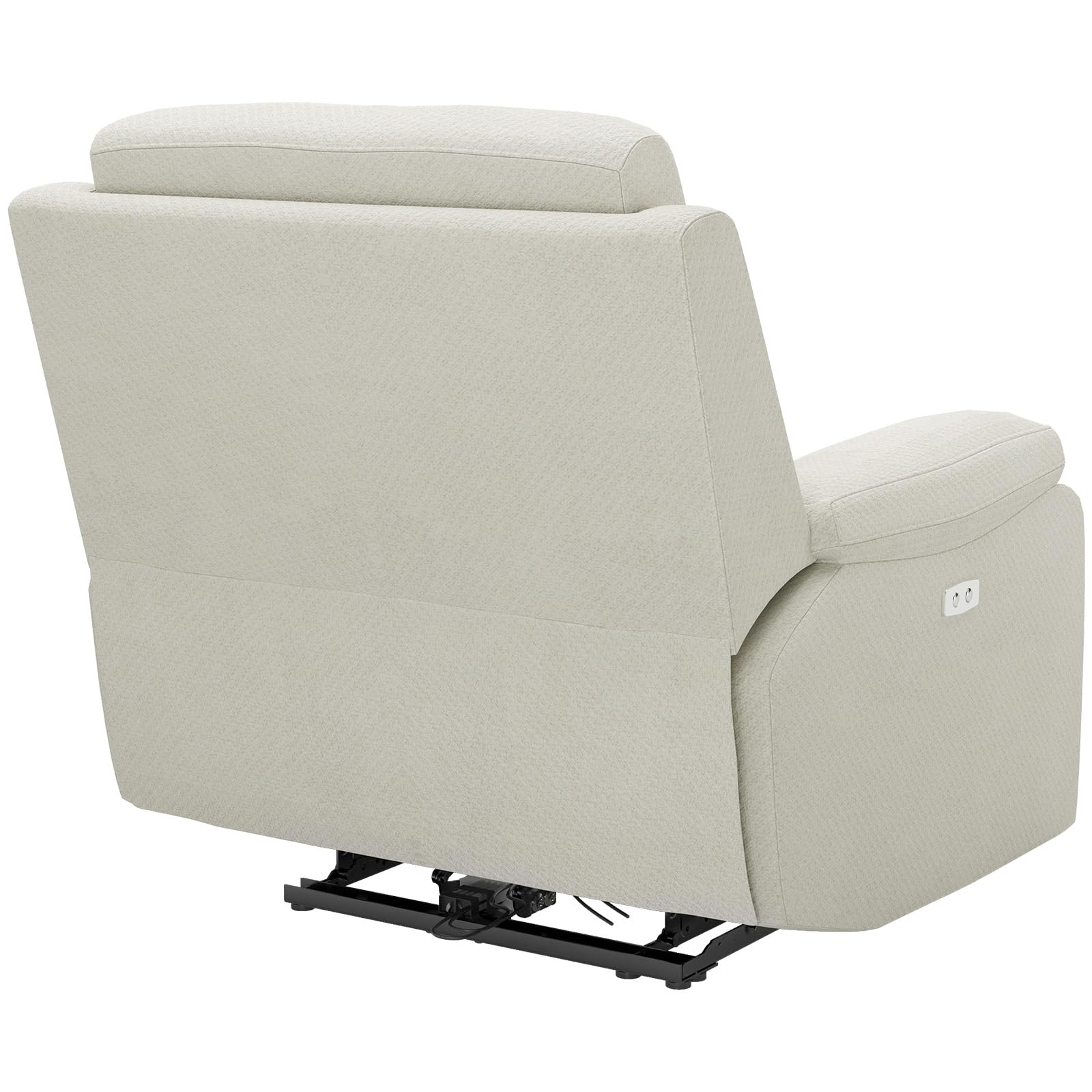 Belffin 105.1” Fabric 4-Seater Reclining Couch. Power Recliner Sofa for Living Room. Electric Recliner Couch. Beige.