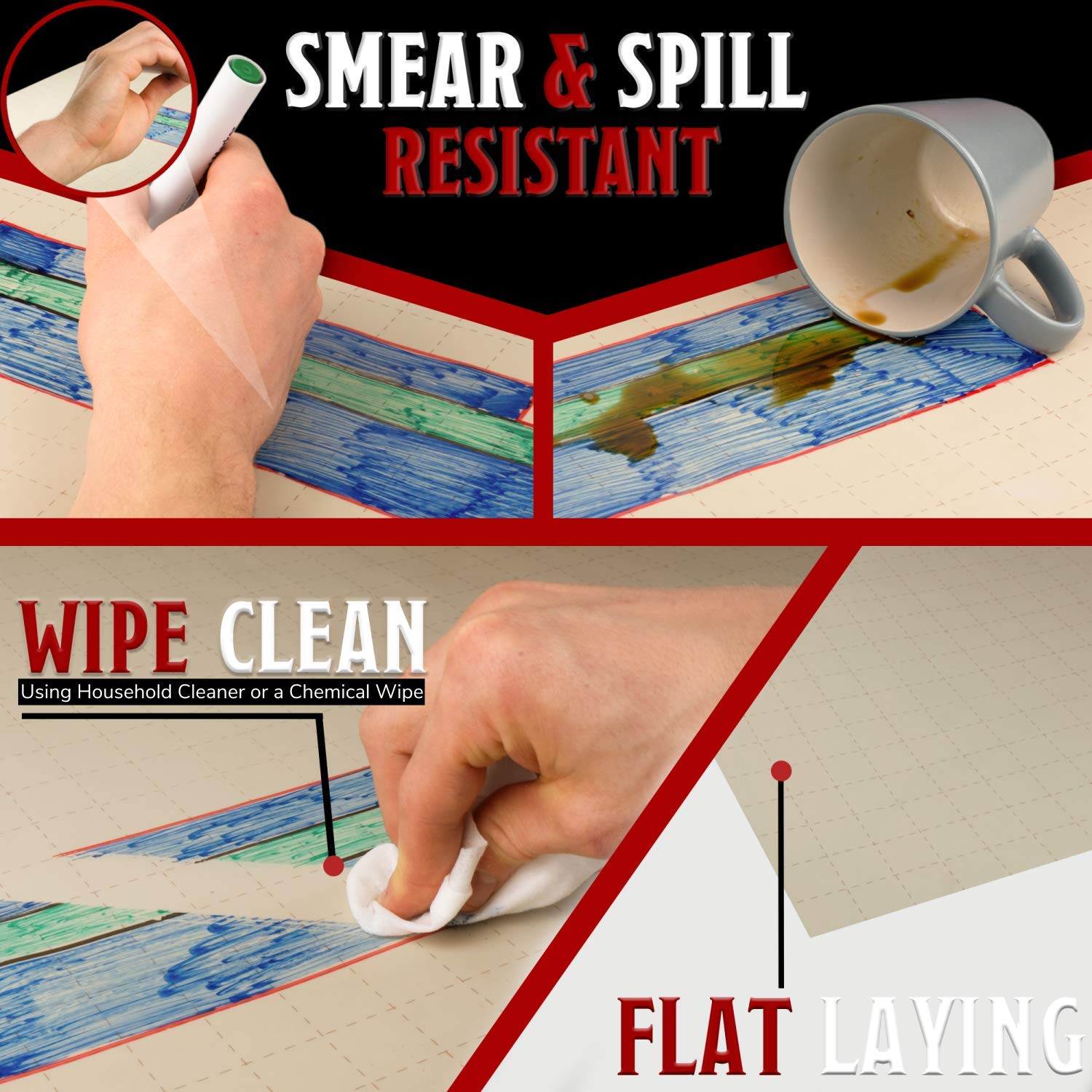 Ergon Games Silicone Battle Grid Mat for TTRPG | Parchment 2' x 3' Dungeon Master Mat. For use with Dry Erase Markers.