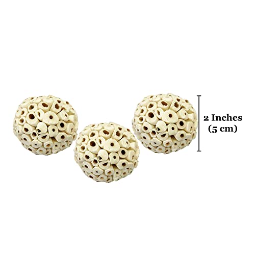 SunGrow Sola Atta Foraging Balls, 2β, White Soft Shred Parrot Chews, Bird Chewing Accessories for Conure, Budgie, Parakeet, Cockatiel, Rabbits, Hamsters, and Other Small Pets, 3 Pcs/Pack