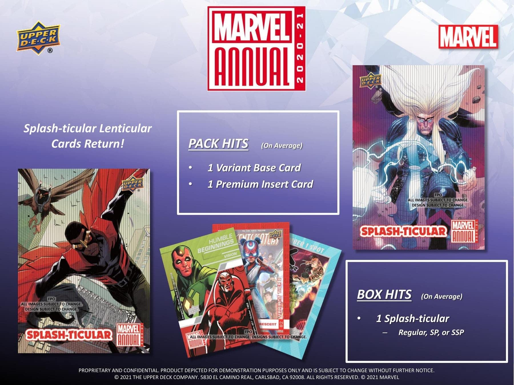 Marvel Annual Hobby Box (Upper Deck 2020/21) 16 Packs Per Box, 5 Cards Per Pack