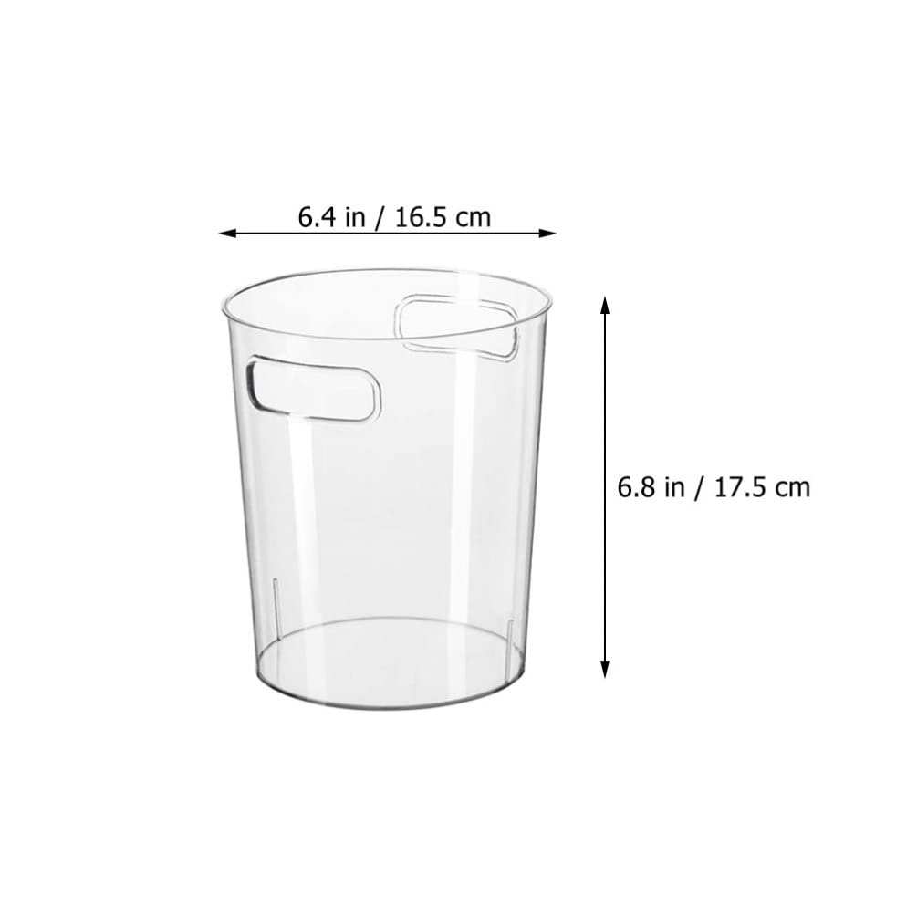 SEWACC Small Trash Can Plastic Wastebasket Clear Garbage Container Bin Ice Bucket Flower Arrangement for Bathroom Bedroom Kitchen Home Office 17.5X16.5CM Trash Cans