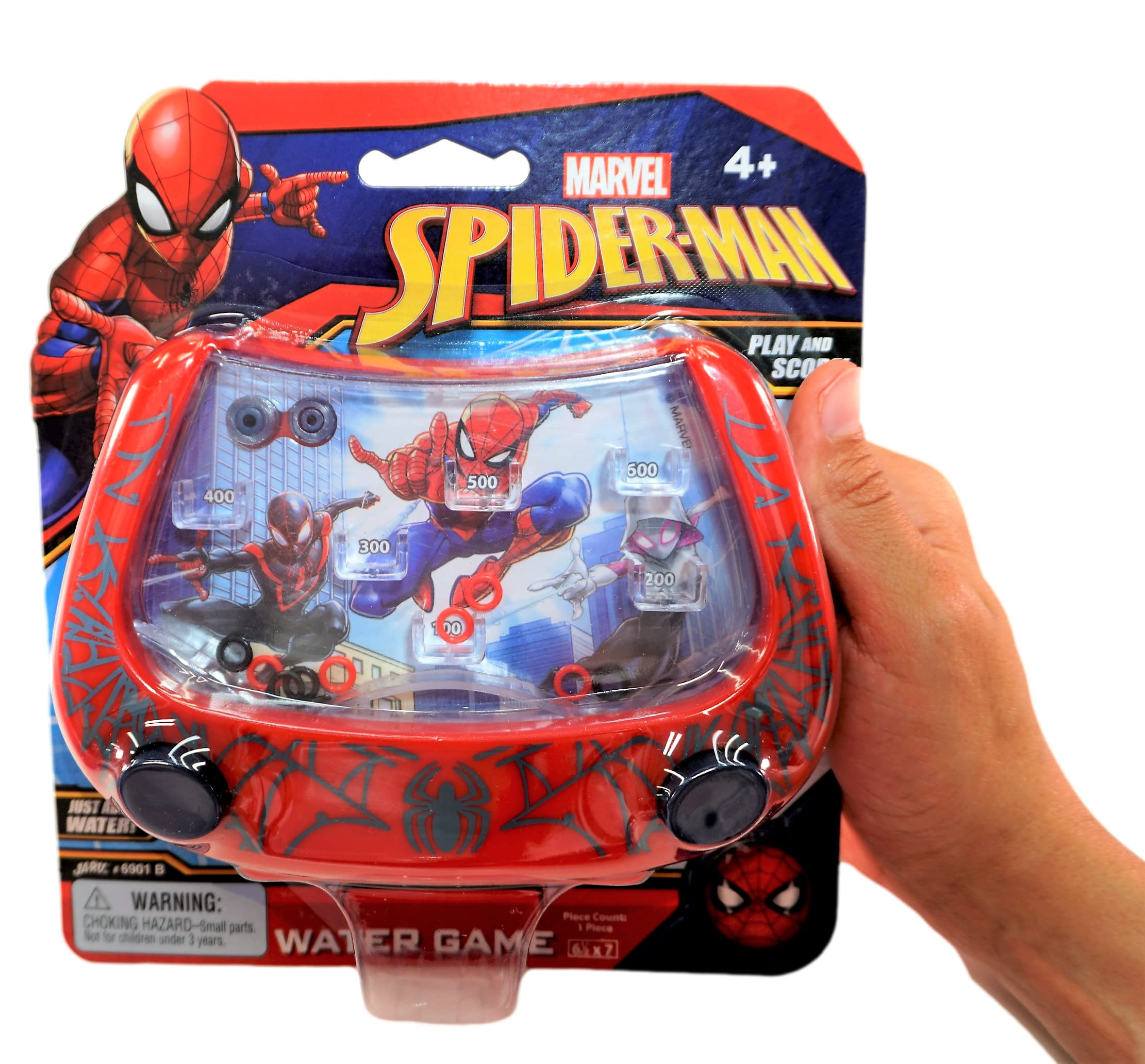 Marvel Classic Handheld Water Game (1 Unit Spiderman) Superhero Spiderman Style. Water Ring Arcade Toy Just Add Water. Stress Relief Fidget Toy for Kids and Adults. Game Toy. B-6901-1