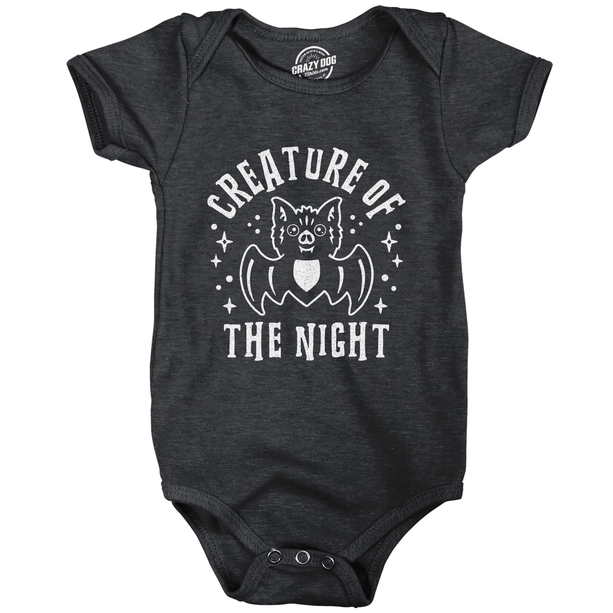 Creature of The Night Baby Bodysuit Funny Cute Halloween Bat Graphic Jumper for Infants Funny Baby Onesies Halloween Onesie for Baby Funny Sarcastic Onesie Black Newborn