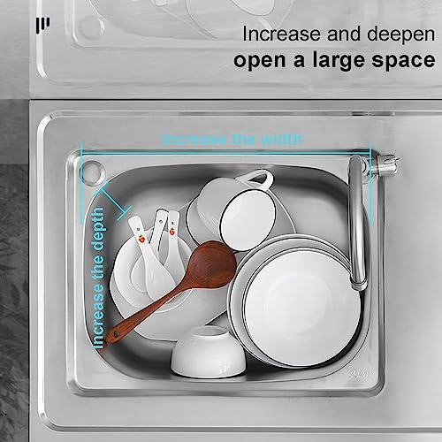 Commercial Restaurant Sink Stainless Steel Utility Sink Single Bowl Set Single Bowl w/Faucet & Drainboard Outdoor Garden Sink for Kitchen Laundry Room Garage