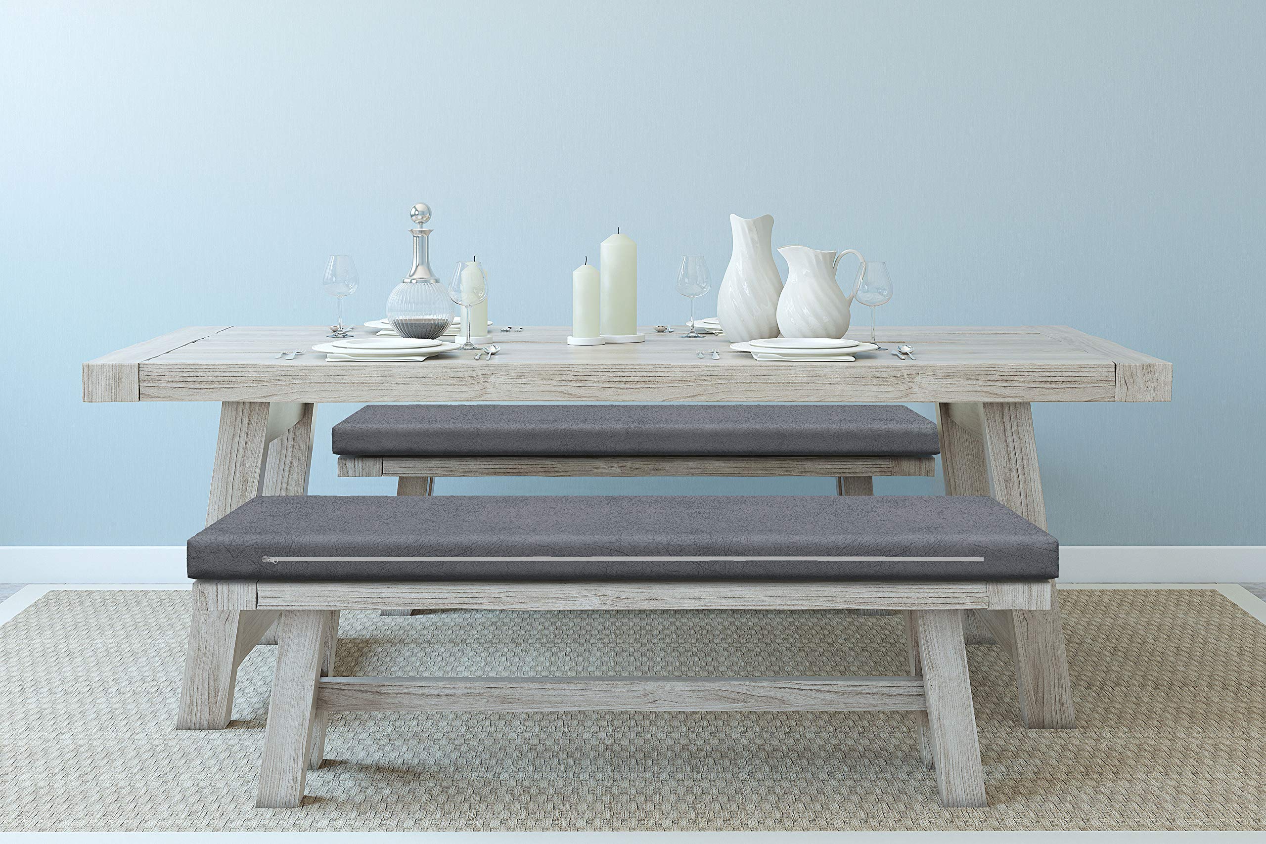Ambesonne Faux Suede Bench Cushion Set of 2, Digitally Printed Weathered Texture, Standard Size Foam Pad with Decorative Fabric Cover for Kitchen Bedroom & Outdoors, Grey, 45" x 15" x 2"