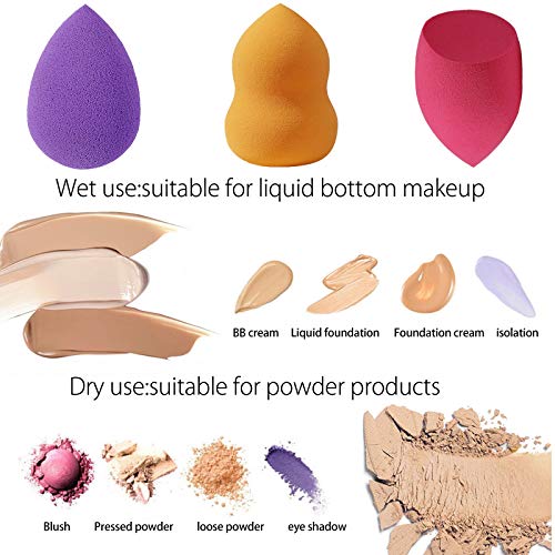APCHYWELL Makeup Sponge Set with Holder, Latex Free Beauty Blender large size,Blending Sponge with Multi Color