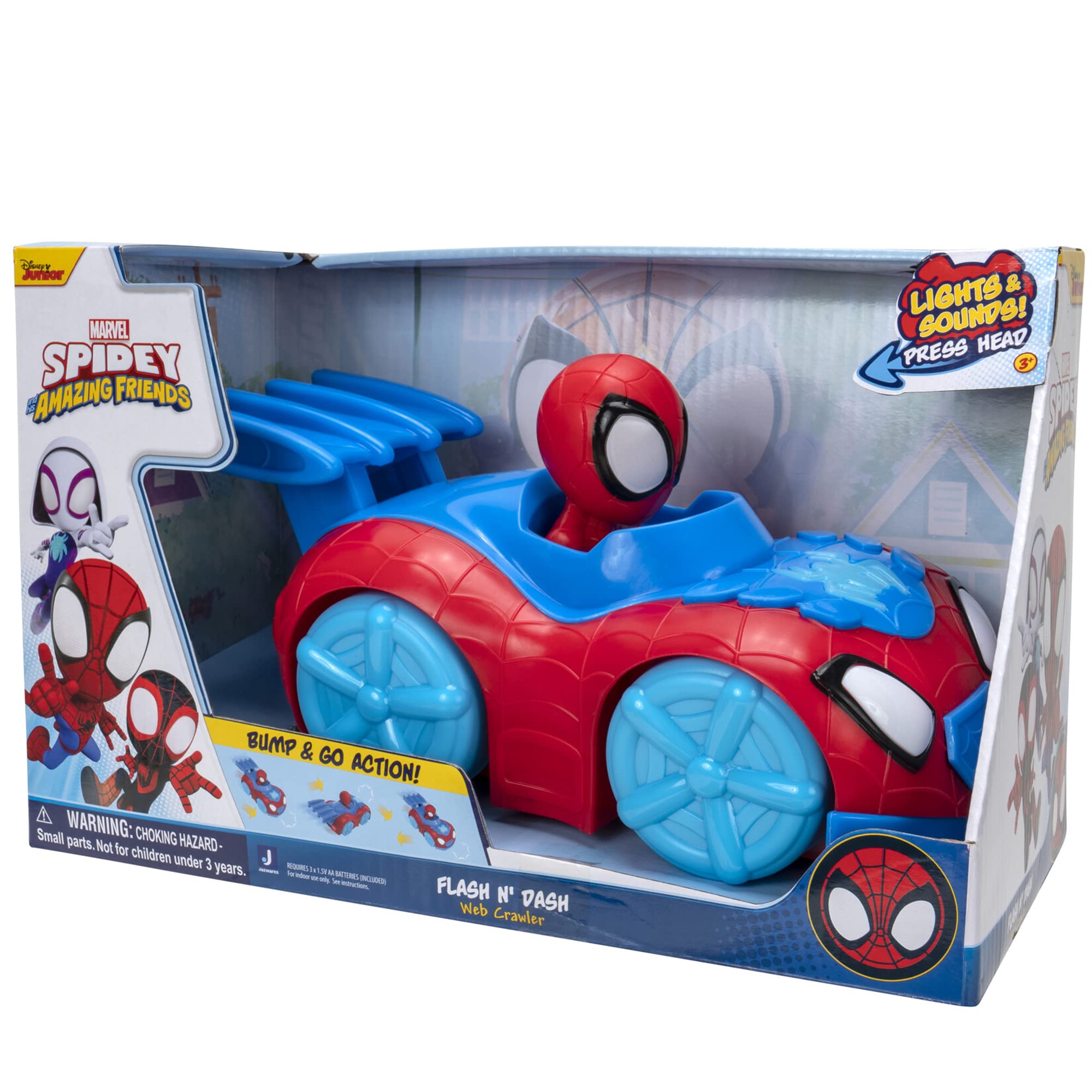 Marvel Spidey and HIS Amazing Friends Flash ‘N’ Dash Web Crawler - Motorized Web Crawler Vehicle with Lights and Sounds - Toys Featuring Your Friendly Neighborhood Spideys