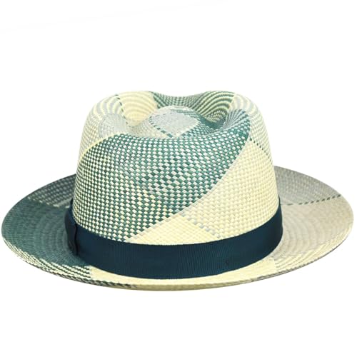 Bailey of Hollywood Giger Panama Fedora - Blue Surf Plaid/L Blue Surf Plaid, Large