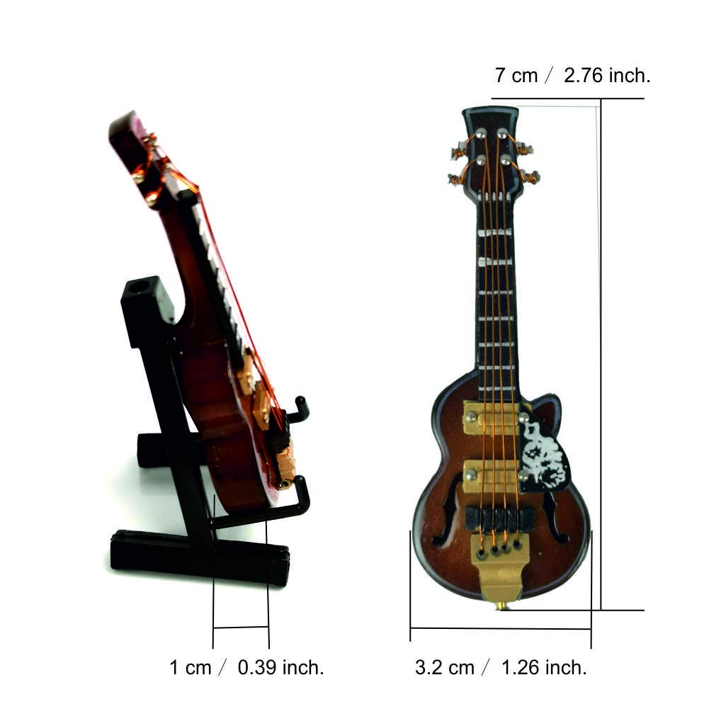 ALANO Electric Miniature Ornaments Guitar Musical Instrument Miniature Guitar Home Decoration Gift (7cm)