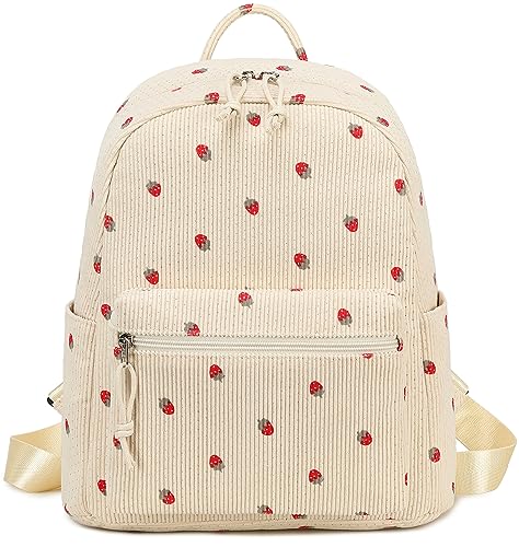 Bluboon Girls Mini Backpack Womens Small Backpack Purse Teens Cute Casual School Bookbag(Corduroy Strawberry)
