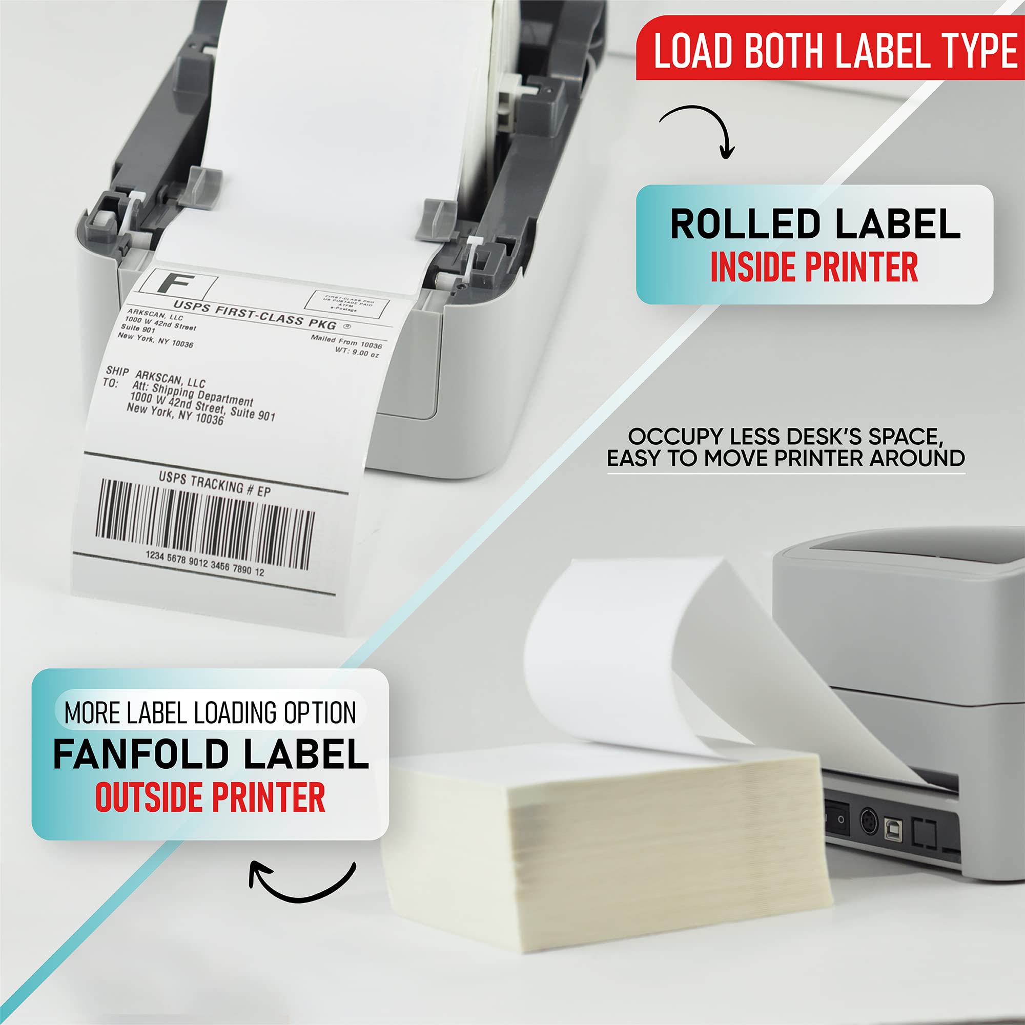Arkscan 2054K-AP Auto Peel Shipping Label Printer, Separate Label from Backsheet Automatically, Print on Windows Mac Chromebook via USB, Print Wireless for Bluetooth on Windows ONLY, UPS USPS FedEx