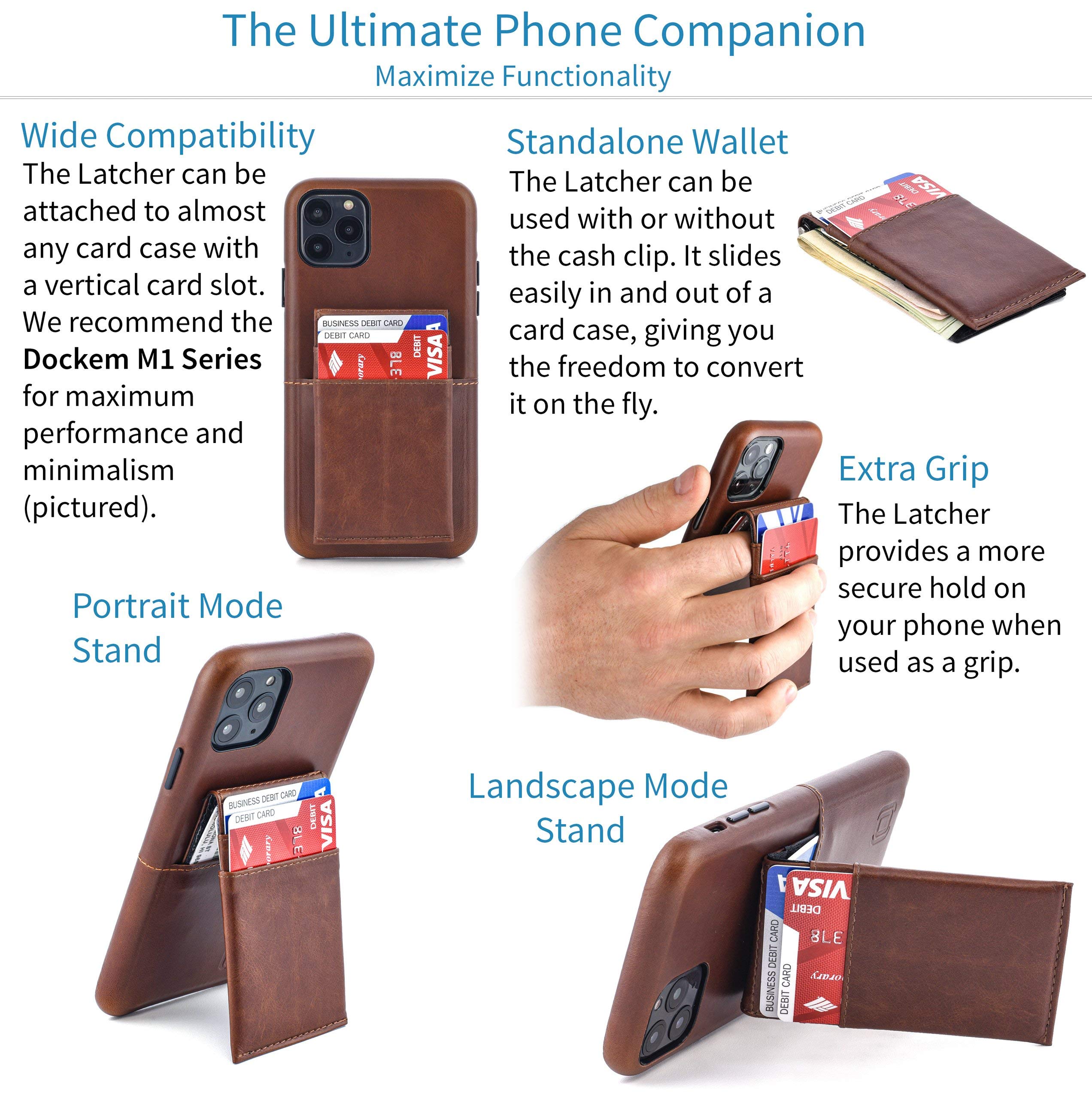 Dockem The Latcher Minimalist Wallet & Card Case Companion (Genuine Leather)