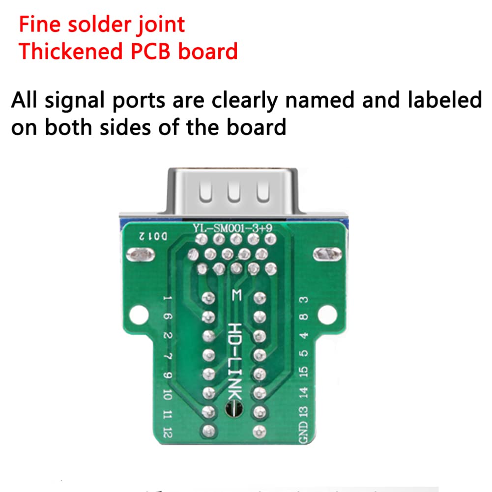 ANMBEST 10PCS VGA Solderless Quick Connector 3+9 DB15 3 Row Serial Plug to 15-pin Port Terminal Male Adapter Breakout Board Compatible with VGA 3+7/3+6/3+4/3+2