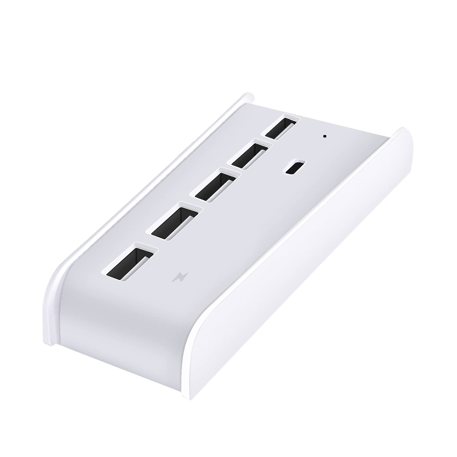 AKNES 5 Port Hub for PS5 Console, USB 2.0 High-Speed Expansion Hub Charger Controller Adapter Connector Compatible with PS5 Gaming Console,Expands Game Console Ports, White