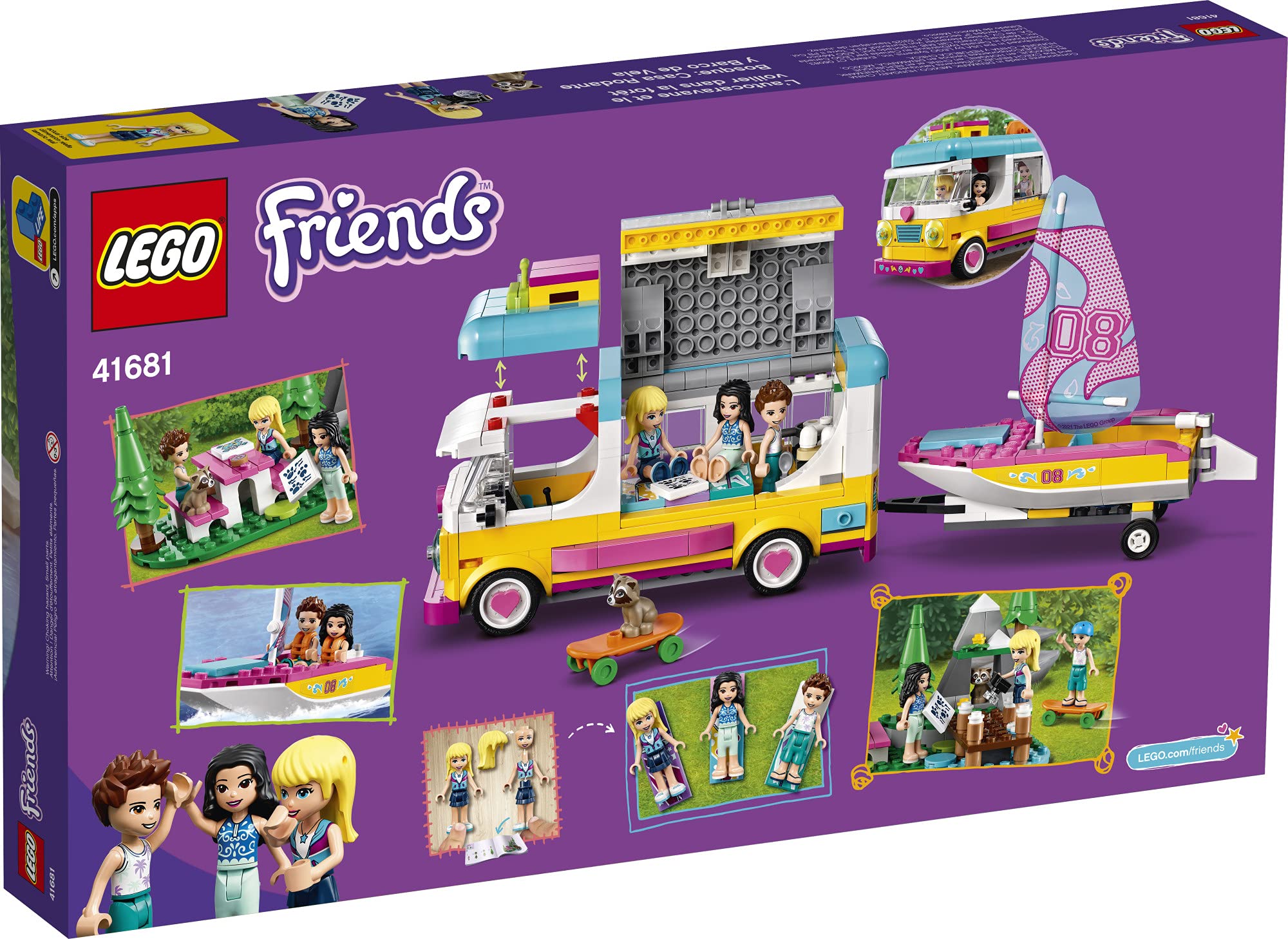 LEGO Friends Forest Camper Van and Sailboat 41681 Building Kit; Forest Toy; New 2021 (487 Pieces)