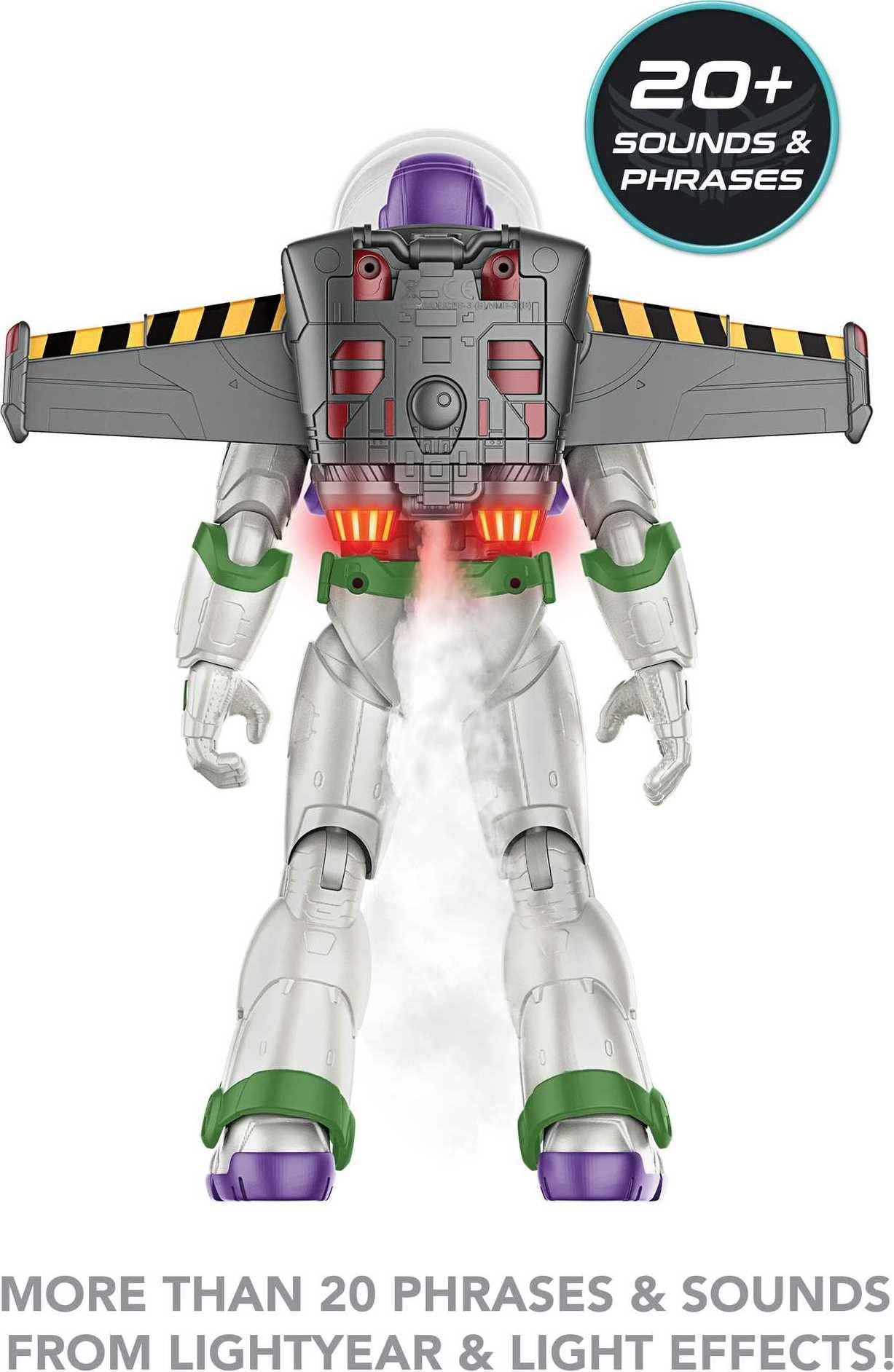 Mattel Disney Pixar Lightyear Toys, Talking Buzz Lightyear Action Figure with Liftoff Vapor Trail, 20 Sounds, Jetpack with Expanding Wings