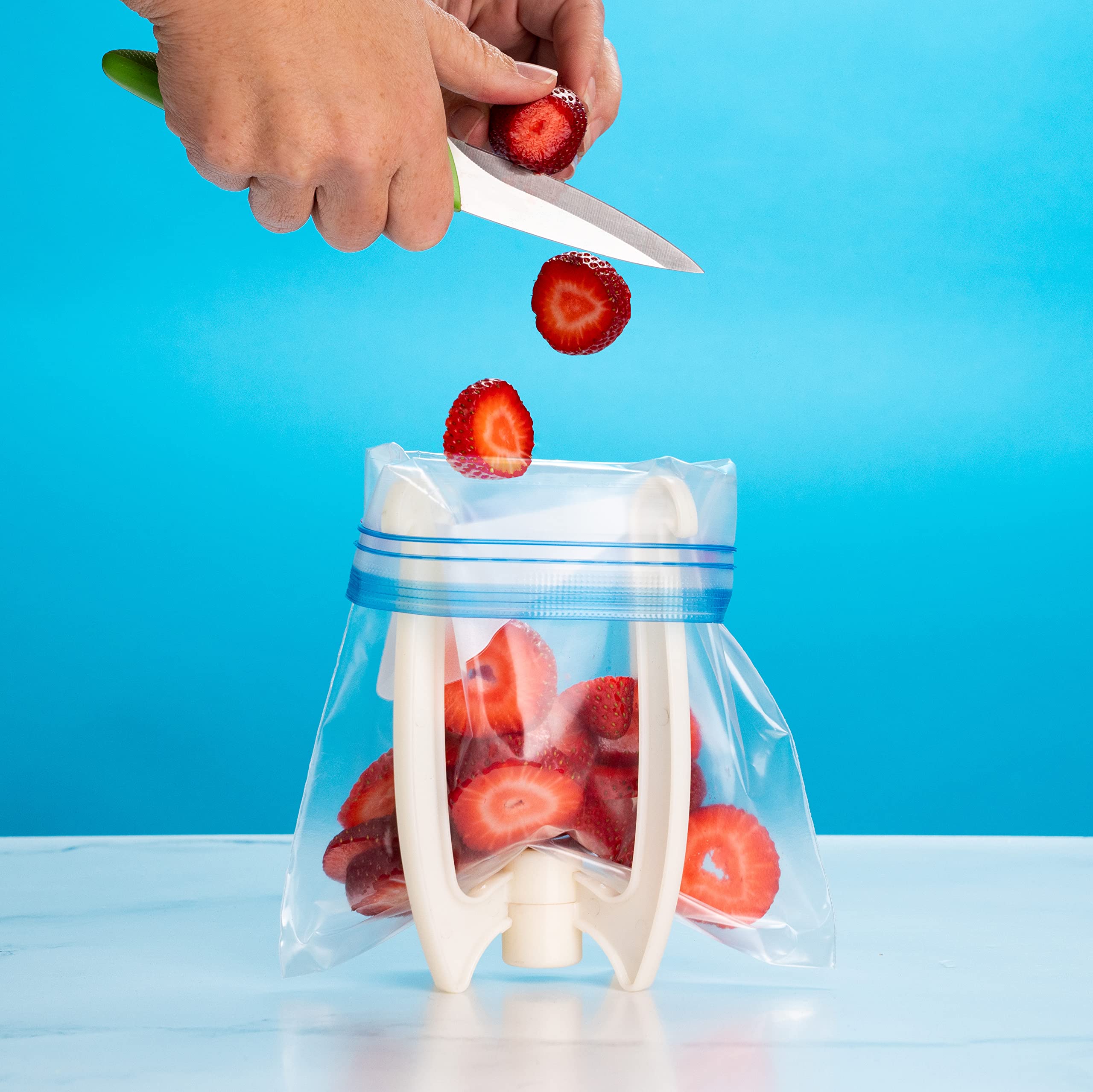 Bag Well Size Well Sealable Holder for Food Storage Bags, 1 Quart, White