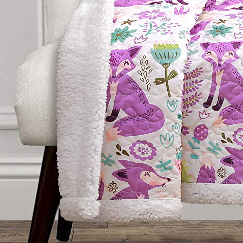 Lush Decor Pixie Fox Sherpa Throw, 60" x 50", Purple and Pink
