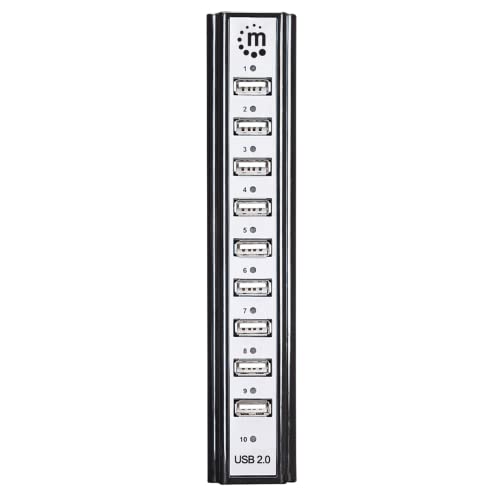Manhattan Hi-Speed USB Desktop Hub with 10 Ports, Bus Power and 1.5/12/480 Mbps (161572)