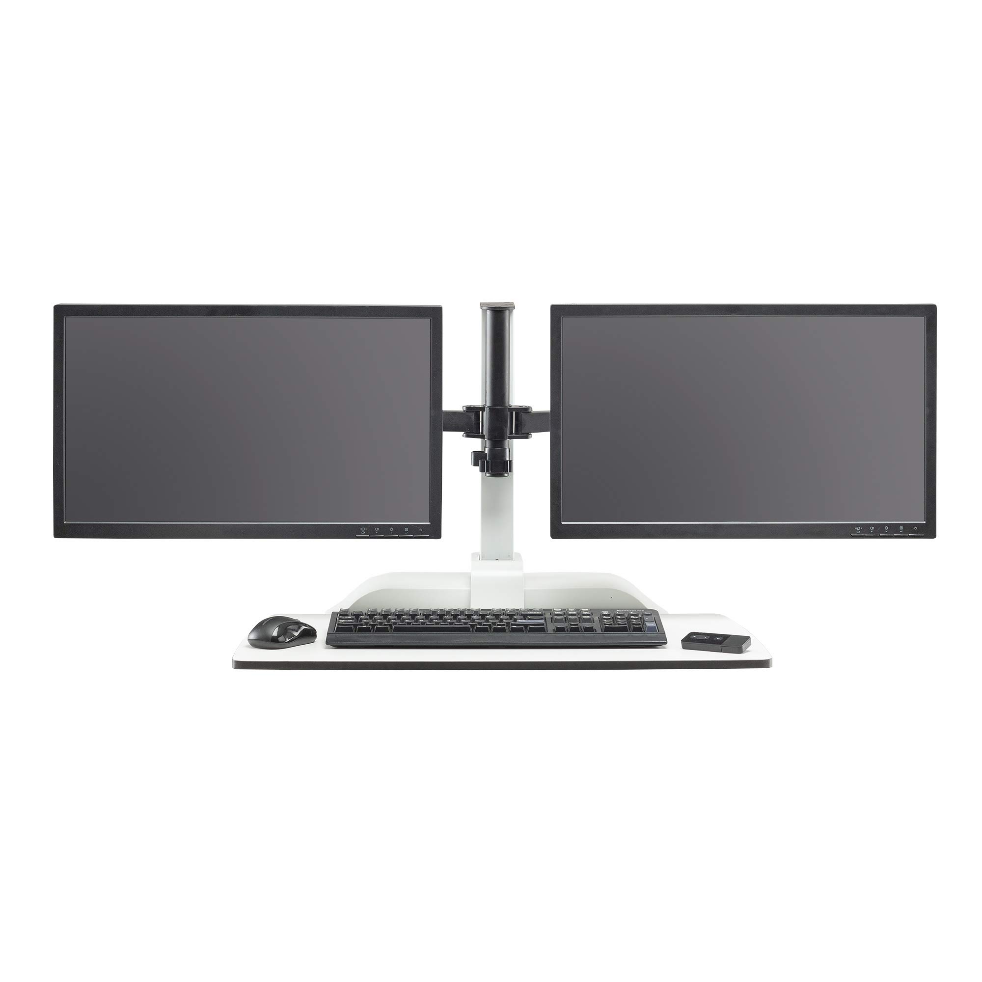 Safco Products 2193WH Soar by Safco Electric Sit, Stand Desk Converter, Dual Monitor Mount, White