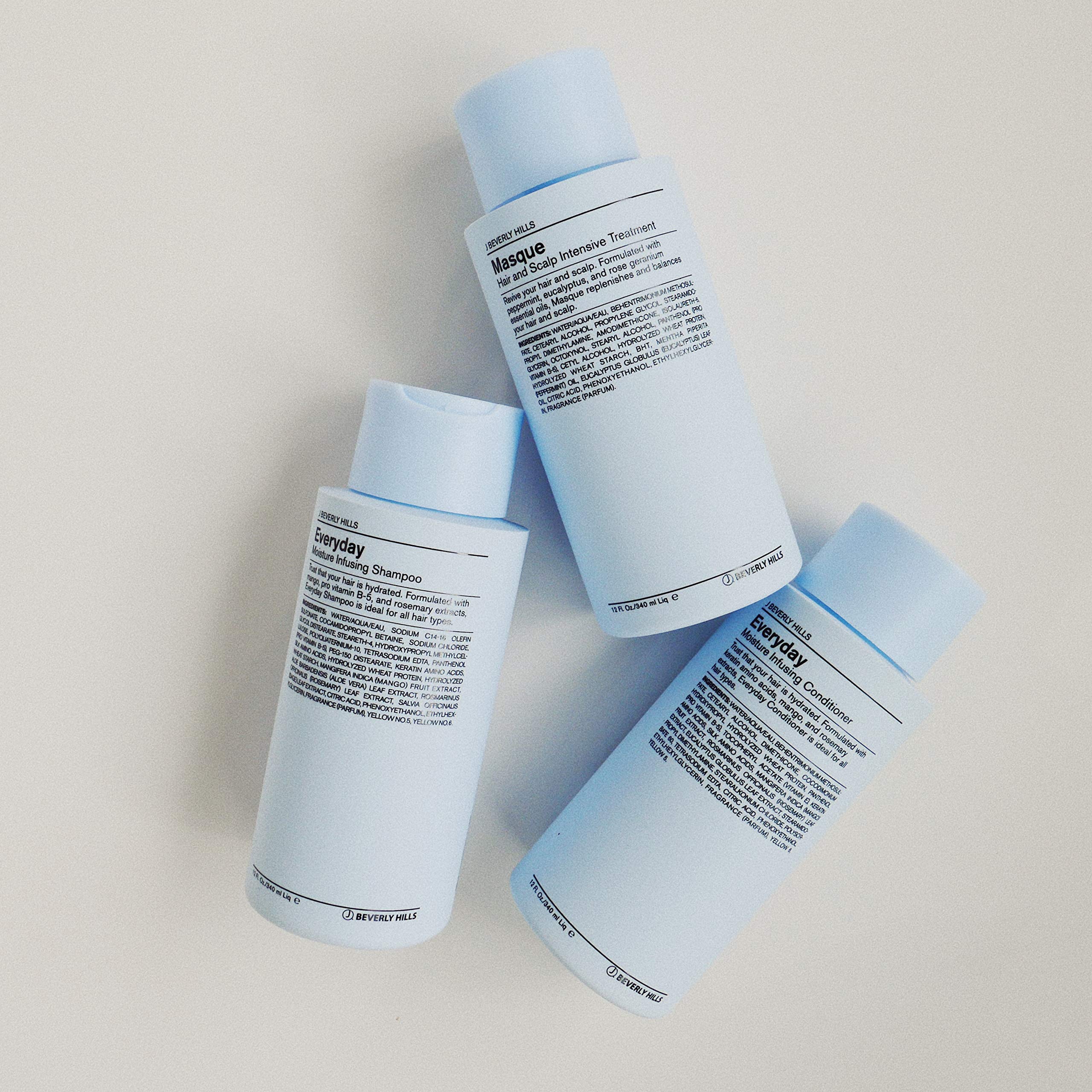 J Beverly Hills Blue Everyday Moisturizing Shampoo with Eucalyptus Oil for Hair Growth, (12 Oz)
