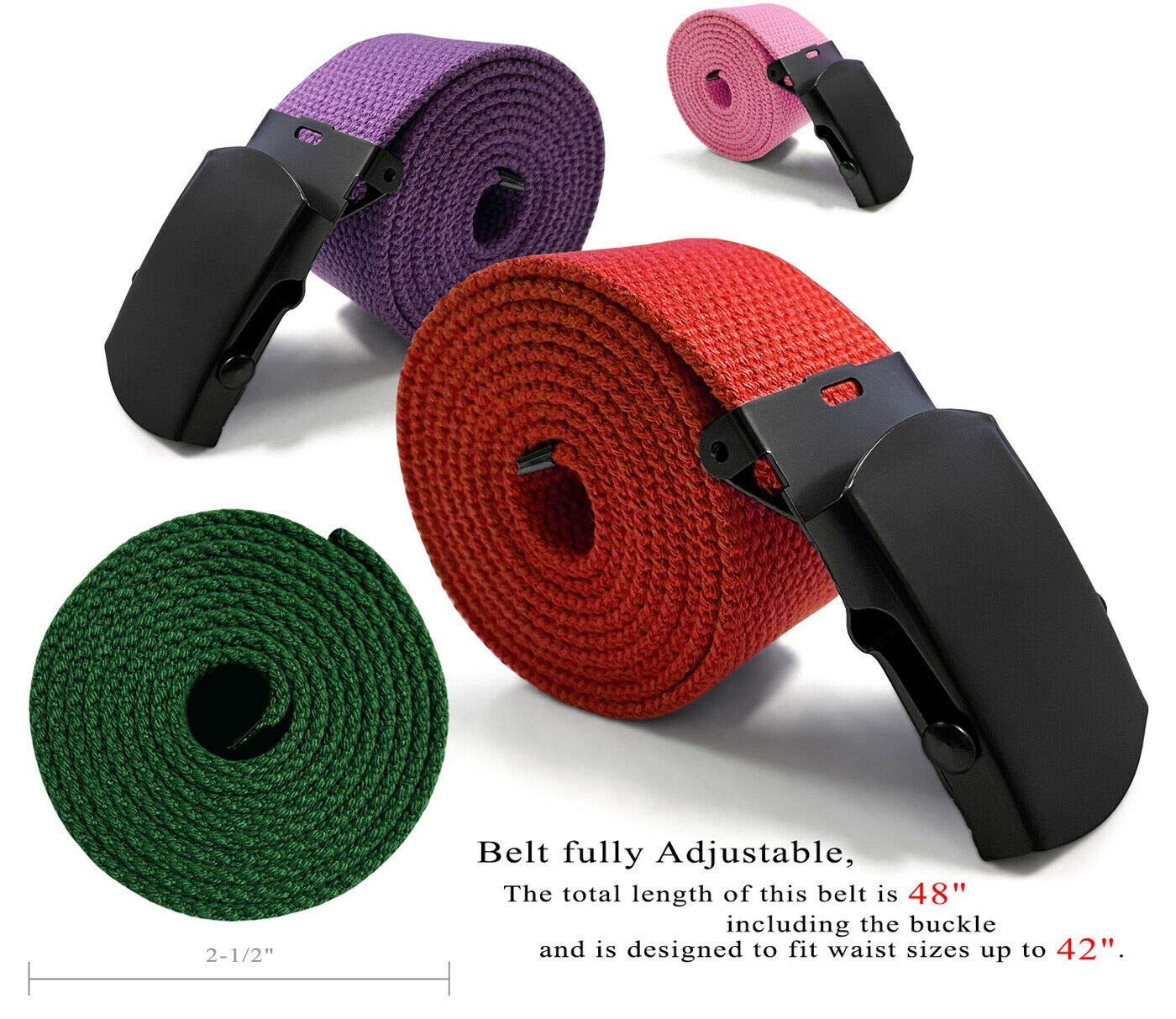 ALC-1-5 Military Belt Canvas Belt Web Belt Non Leather Belt Black Buckle/Tip One Size fits all, 1-1/2" Wide (Black)