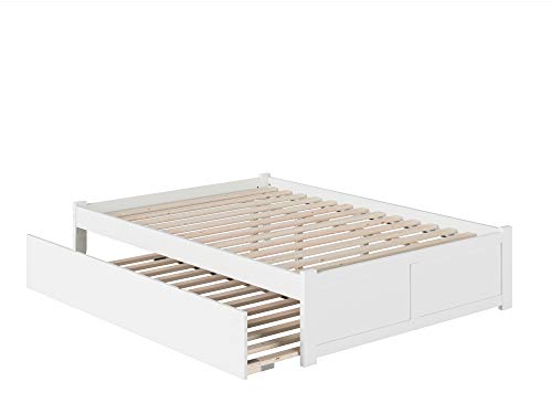AFI Concord Queen Size Platform Bed with Footboard & Twin XL Trundle in White
