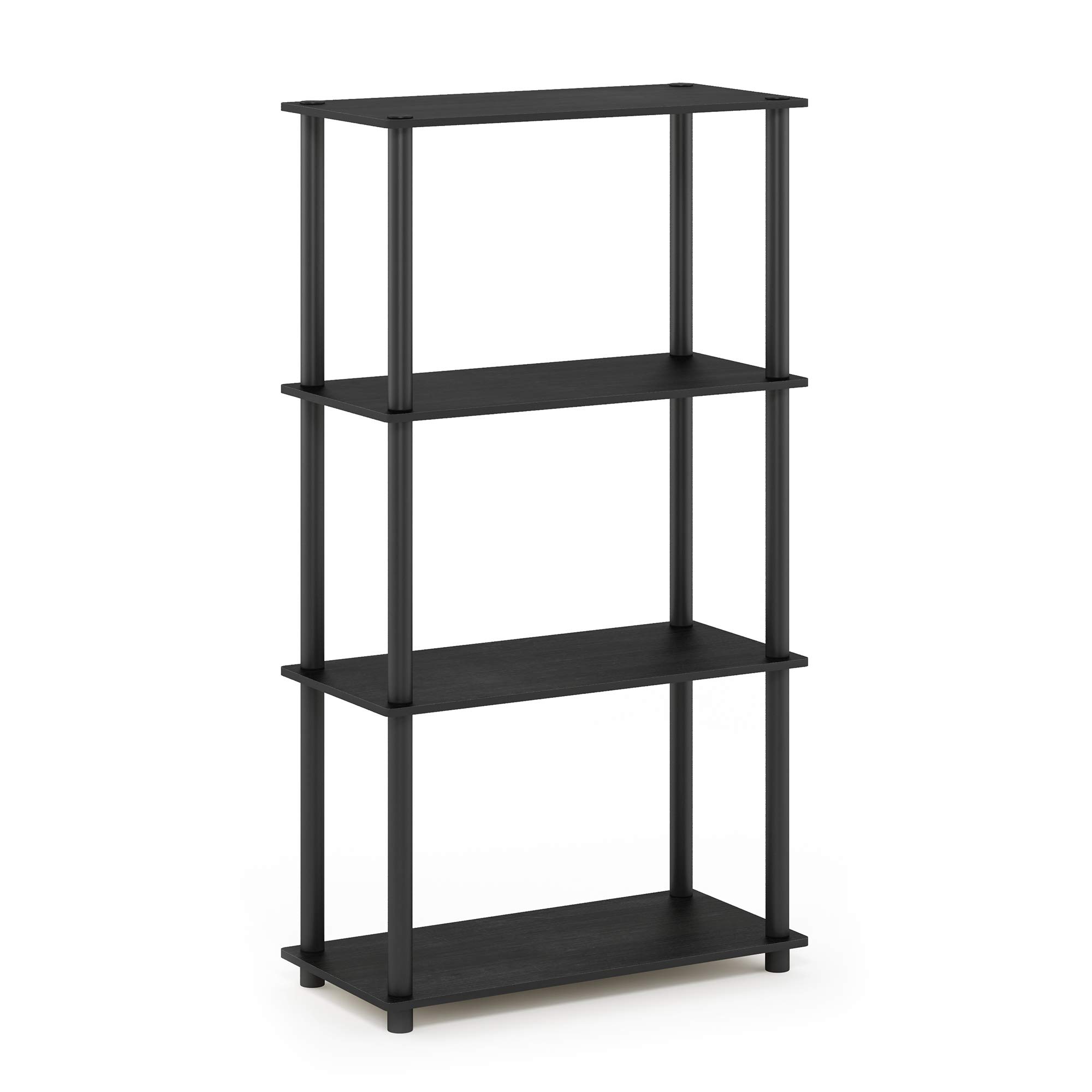 Furinno Turn-N-Tube 4-Tier Multipurpose Shelf Display Rack, Round Tubes, Americano/Black