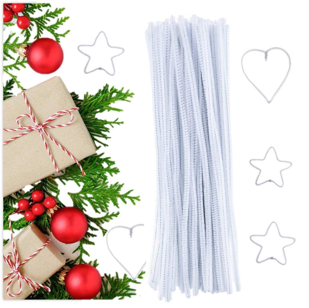 DOKOO Craft Pipe Cleaners 200 PCS Chenille Stem Twistable Stems Childrenās Bendable Sculpting Sticks for Crafts and Arts Creative Christmas Decoration School Projects (6MM x 12 Inch) (White)