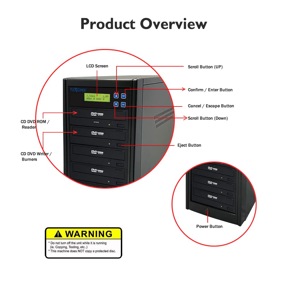 PlexCopier 24X SATA 1 to 7 CD DVD M-Disc Supported Duplicator Writer Copier Tower with Free DVD Video Copy Protection