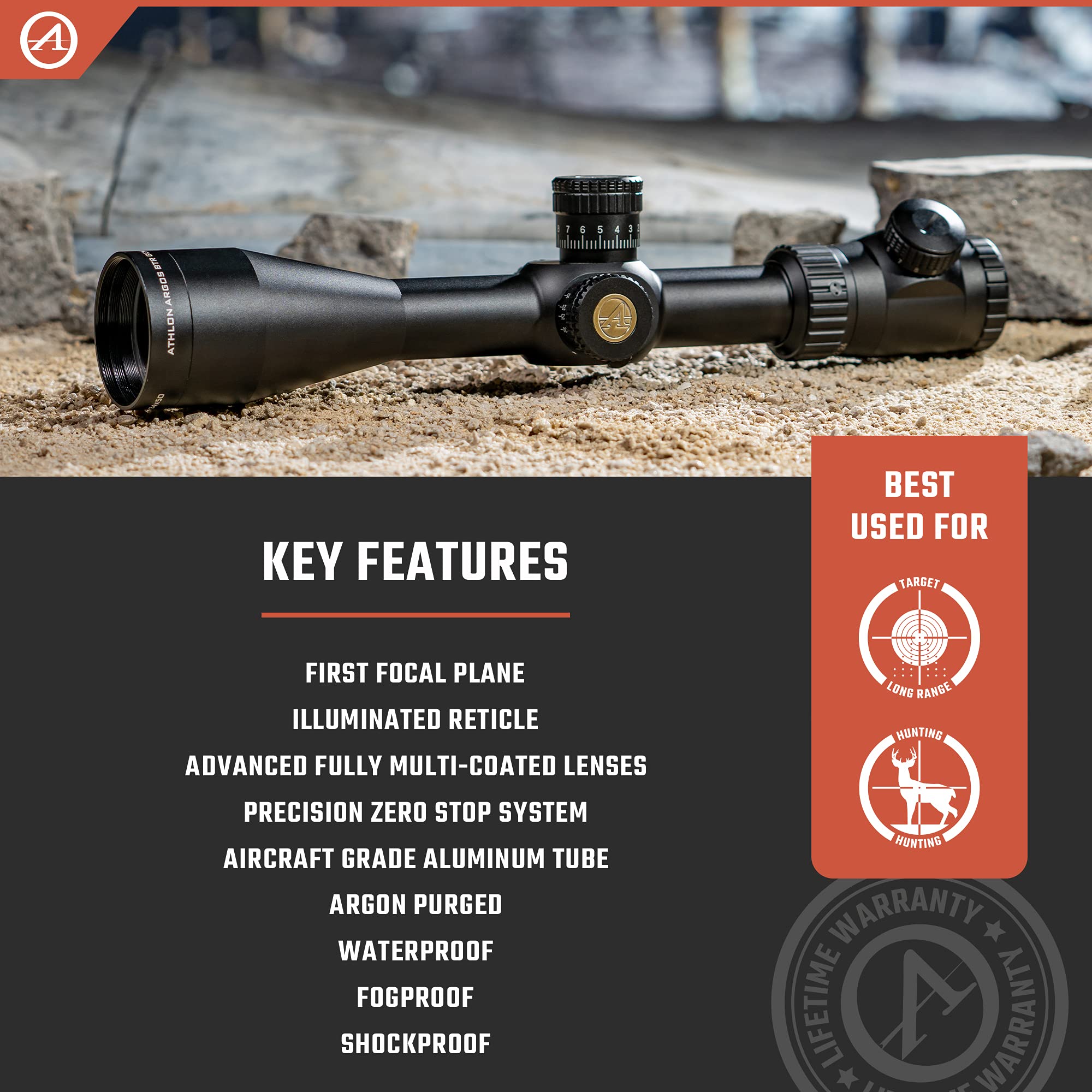 Athlon Optics Argos BTR GEN2 6-24x50 Riflescope - APLR2 FFP IR MOA, Black