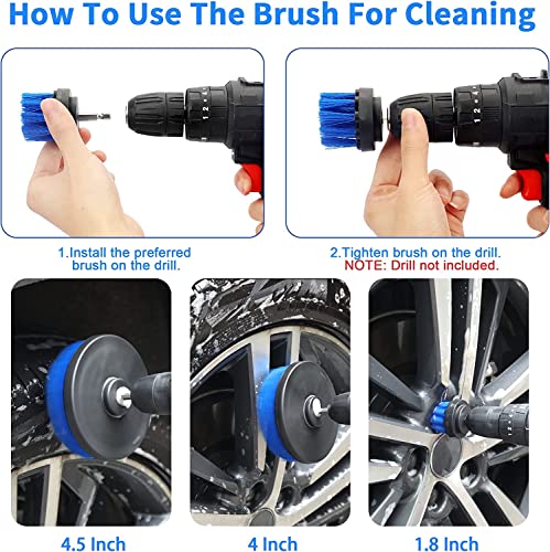 CLEAFOU 7 Pcs Drill Brush Attachment Set with Extend Attachment All Purpose Power Scrubber Brush Cleaning Kit for Bathroom Surfaces, Grout, Floor, Tub, Shower, Tile, Kitchen and Car, Blue