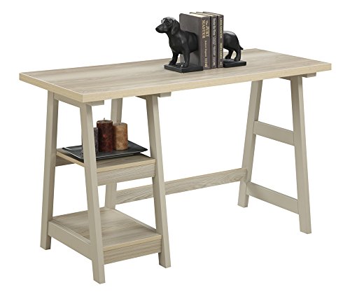 Convenience Concepts Designs2Go Trestle Shelves Desk, 47"L x 20.25"W x 29.25"H, Weathered White