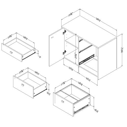 South Shore 1-Door Office Storage Unit with File Drawer, Pure White