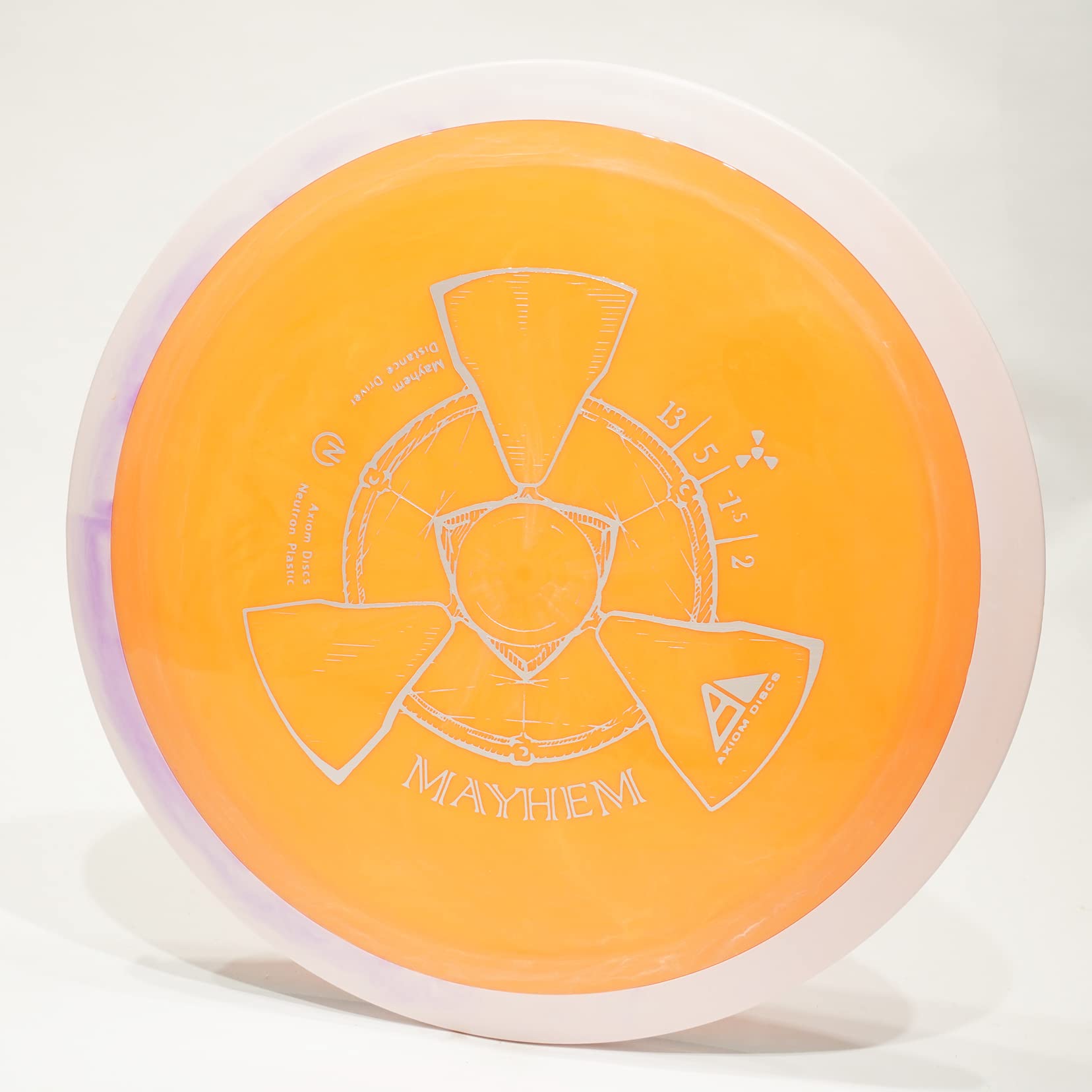 Axiom Mayhem (Neutron) Distance Driver Golf Disc, Pick Your Disc 173g Orange w/White Purple Rim
