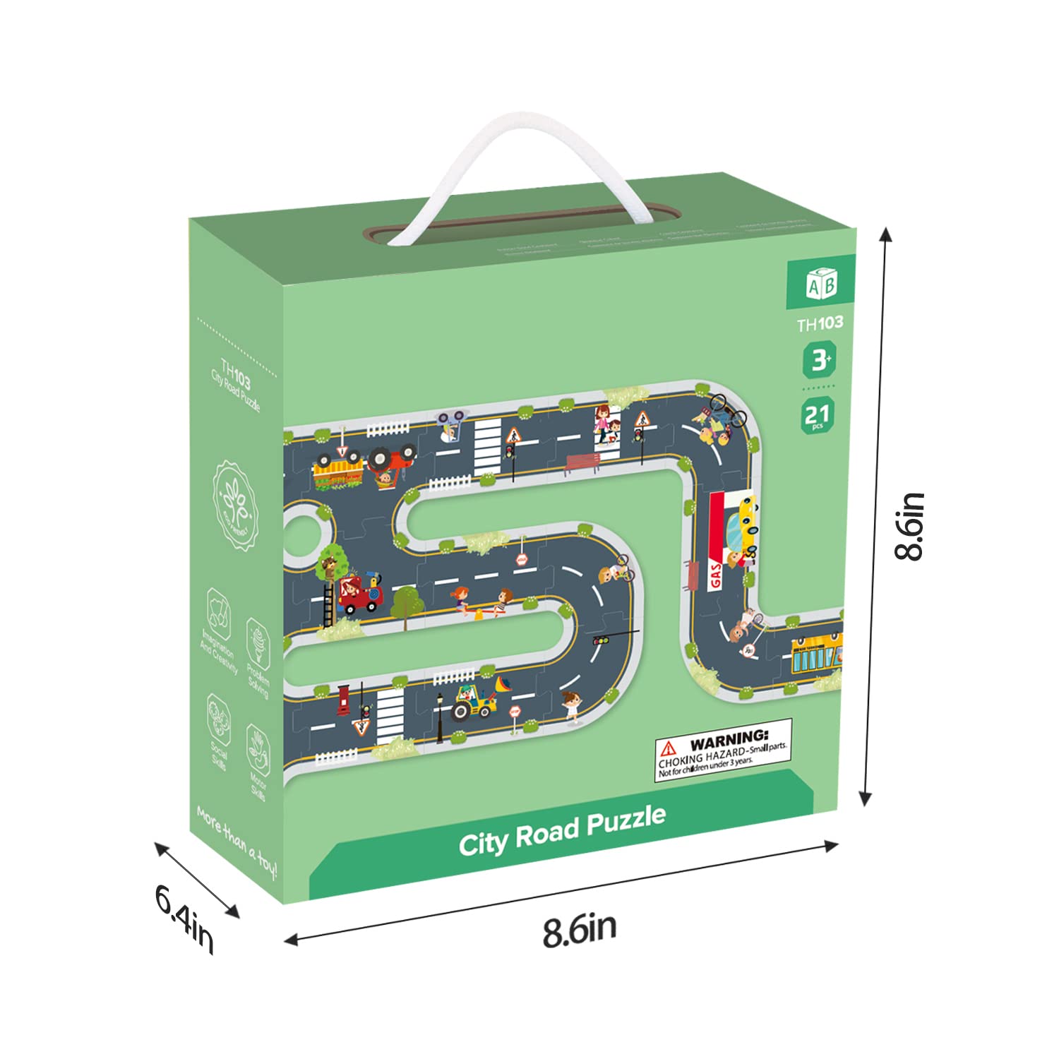 TOOKYLAND City Roads Floor Puzzle - 21pcs - Interactive Street Jigsaw Puzzle, for Kids Ages 3+