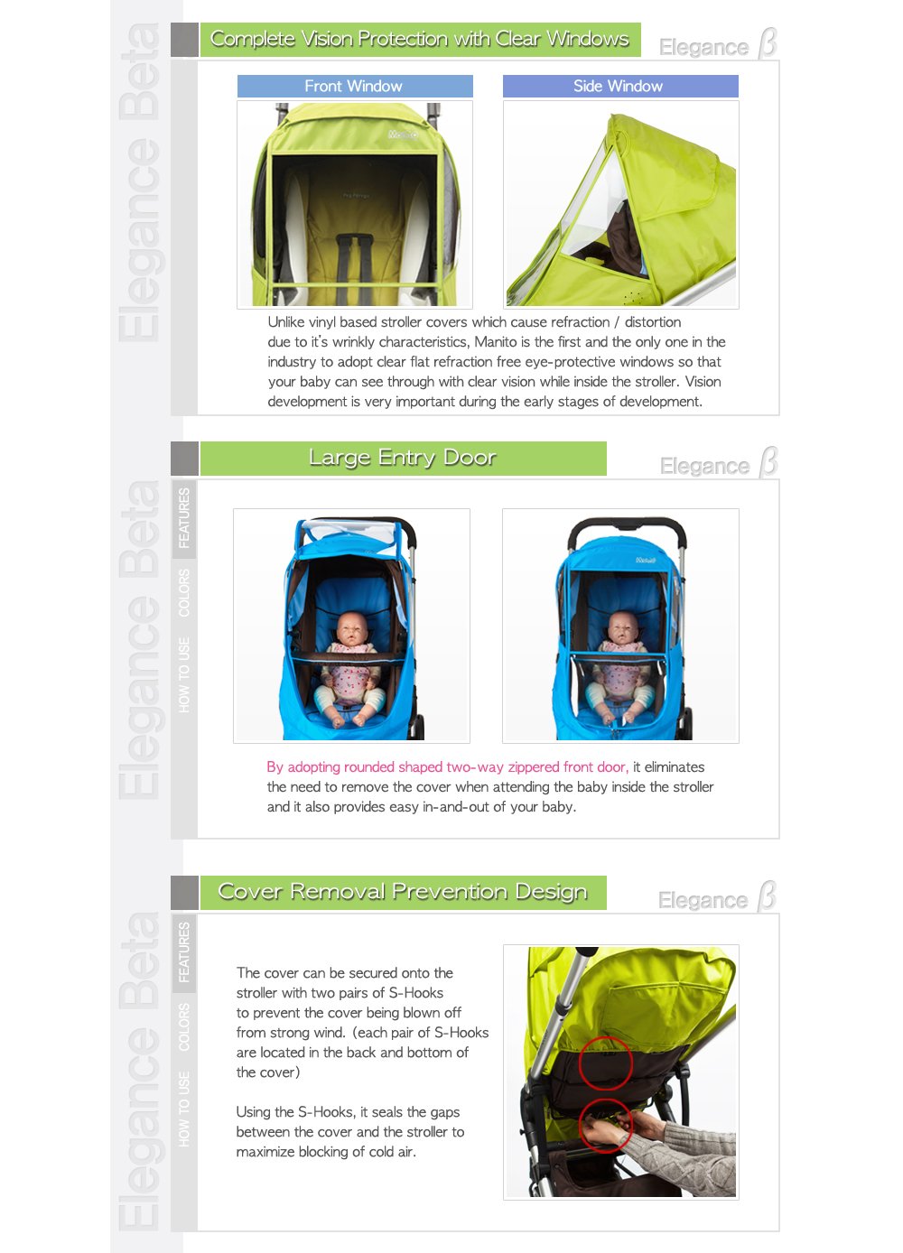 Manito Elegance Beta Stroller Weather Shield/Rain Cover - Purple