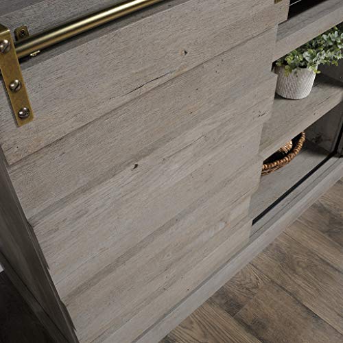 Sauder Cannery Bridge Credenza, L: 17.638" x W: 59.370" x H: 33.425", Mystic Oak finish