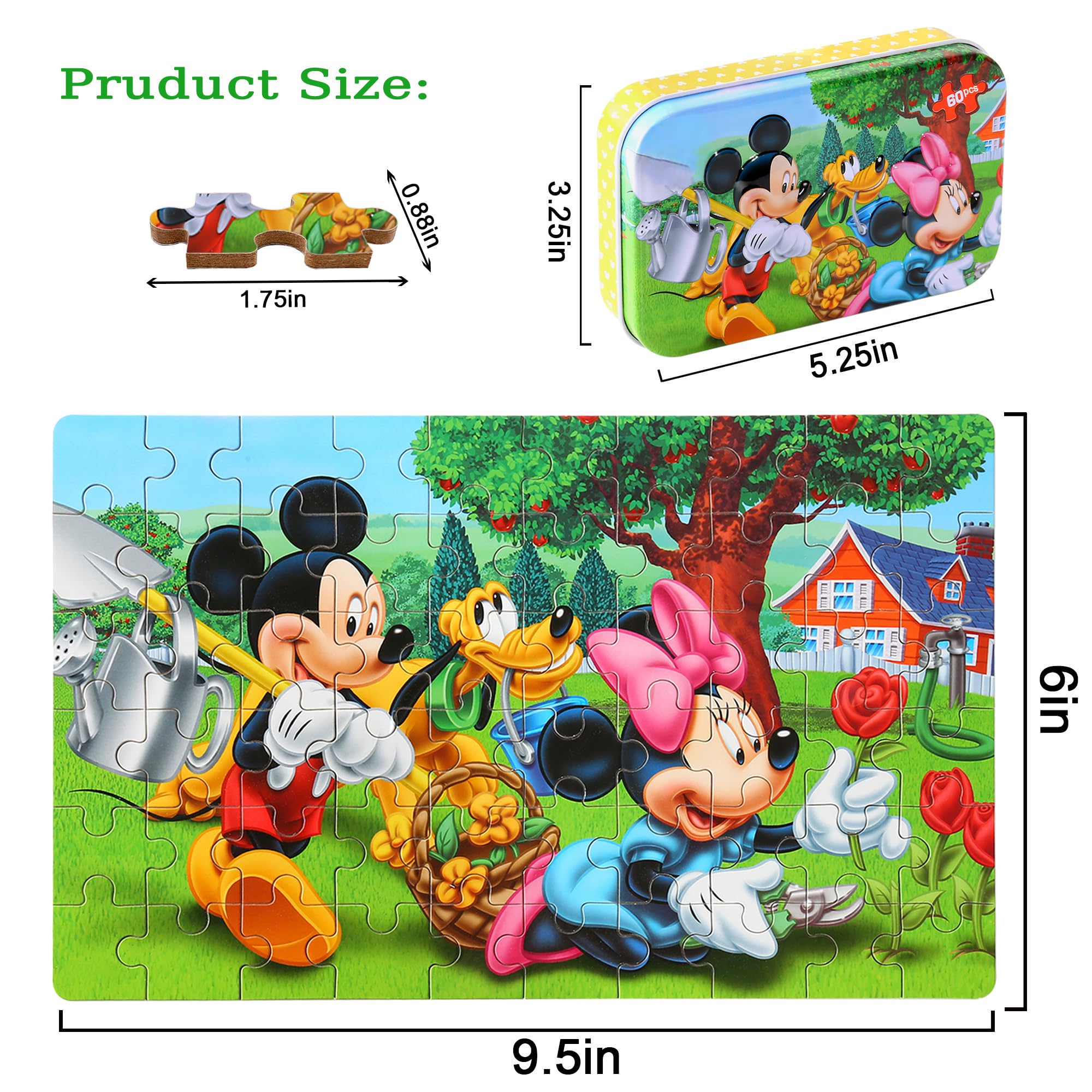 LELEMON Puzzles for Kids Ages 4-8,60 Piece Puzzles for Kids Ages 3-5,Jigsaw Puzzles Kids Puzzles in Metal Box,Educational Puzzle Games Puzzle Toys