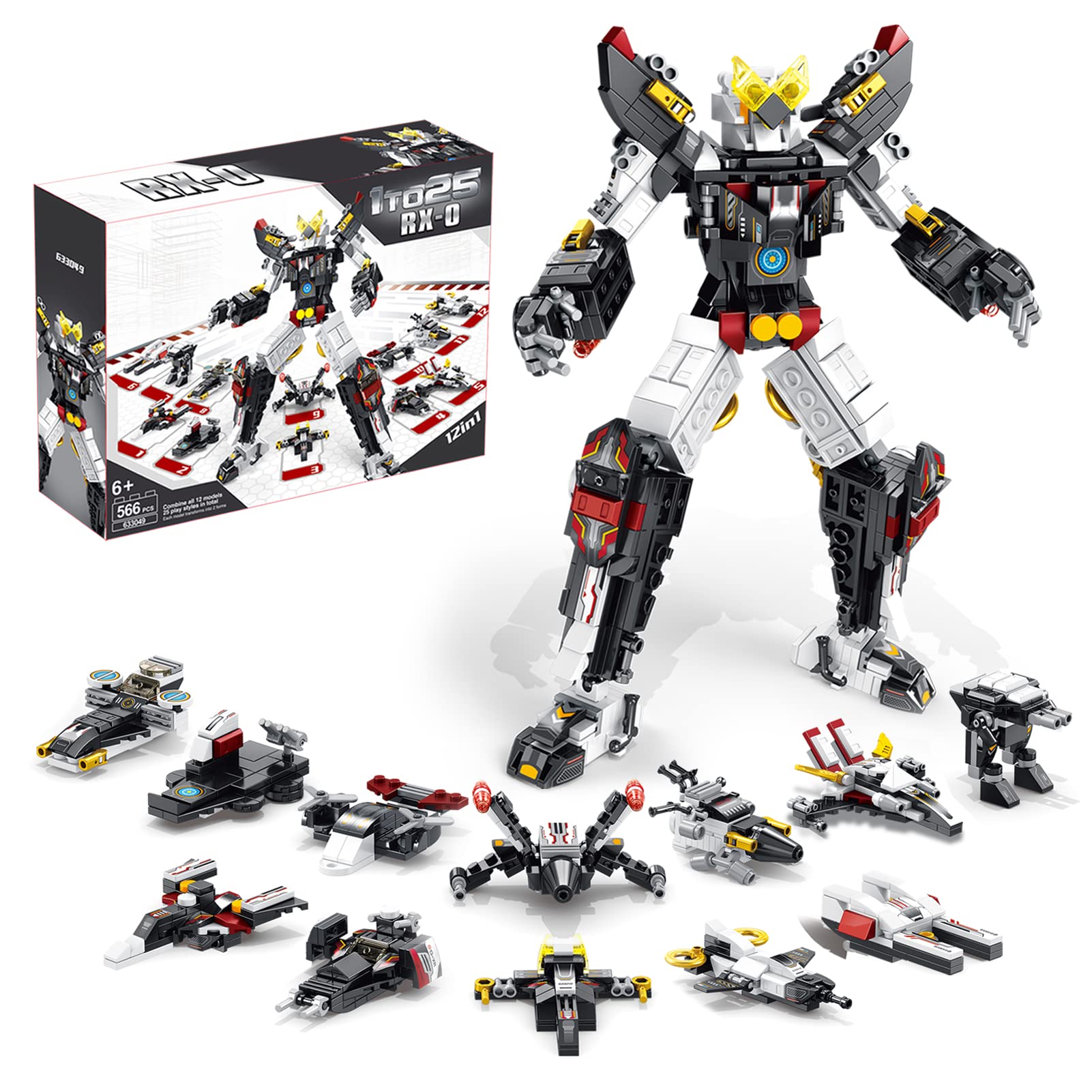 Lemon Legend 25-in-1 STEM Building Toys Kits for Kids to Assemble a Big Robot or 12 Small Airplanes, Best Gifts for Boys and Girls Ages 6 7 8 9 10+ Year Old,566 PCS.