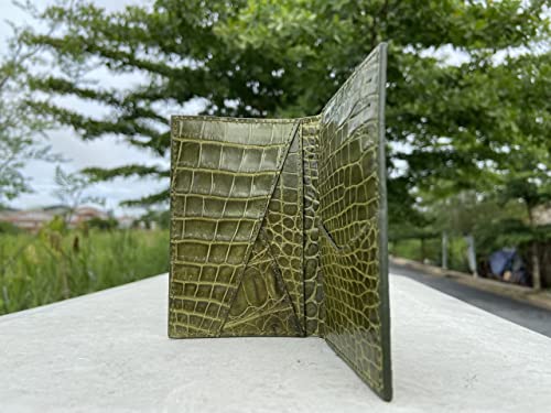 Double side Moss Green Crocodile Alligator leather skin Credit Cardholder, leather credit cardcase, leather creditcard cover