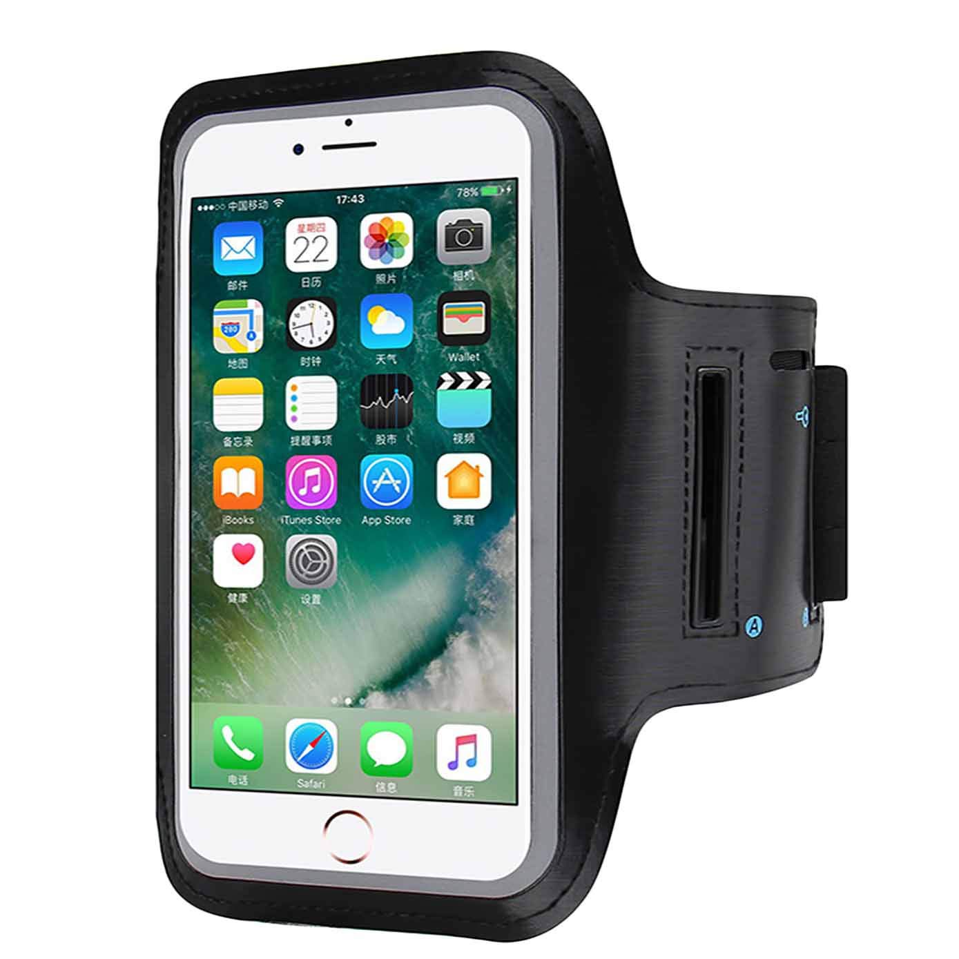 Armband Sweatproof Running Armbag Gym Fitness Workout Cell Phone Case with Key Holder Compatible with iPhone X Xs,8 7 6 6S 8, 7,6S,SE,5S,5C,5,4S,4,GalaxyS9,S8,S7,S6,Phone Diagonal 4.0"~5.2"-Black
