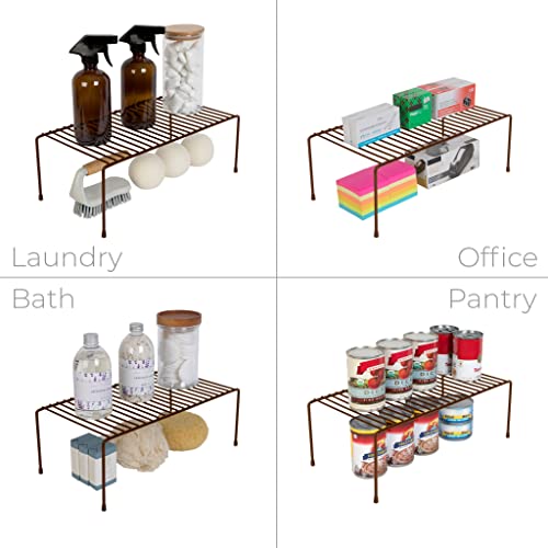 Smart Design Classic Storage Shelf – Large (8.5 x 16 in.), Bronze – Sturdy Steel Pantry Organizer with Rust-Resistant Finish and Non-Slip Feet for Easy Home Organization and Storage