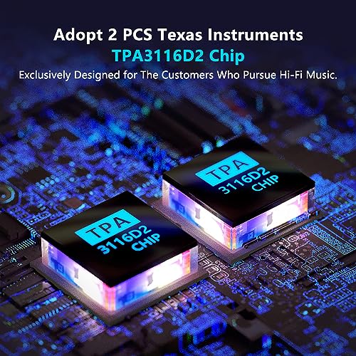 Fosi Audio BT20A Bluetooth 5.0 Stereo Audio 2 Channel Amplifier Receiver Mini Hi-Fi Class D Integrated Amp 2.0 CH for Home Speakers 100W x 2 with Bass and Treble Control TPA3116 (with Power Supply)