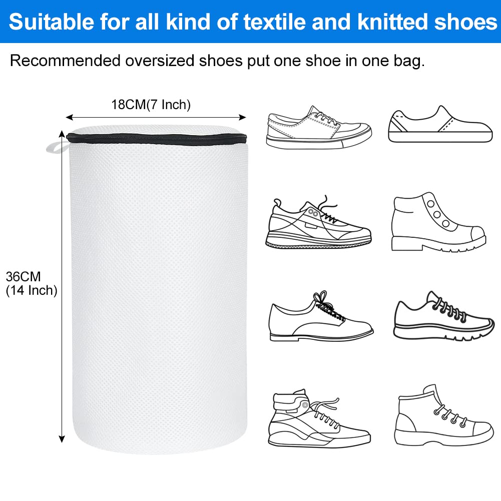 Vivifying Shoe Washing Machine Bag, 2Pack Double Layer Mesh Shoe Laundry Bags with Zipper for Sneakers, Running Shoes, Sock, Bras and Toys (7x14Inches)
