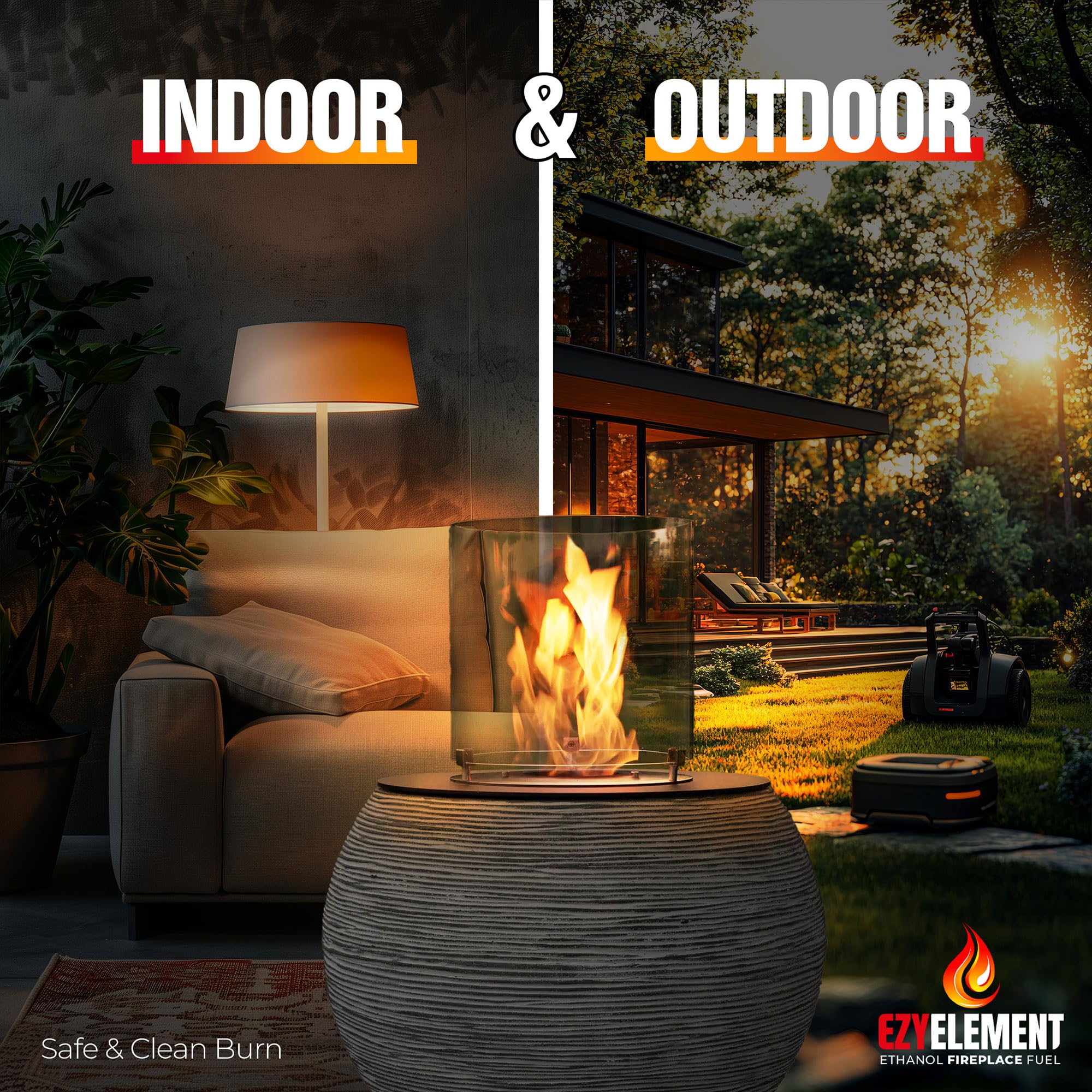 Bioethanol Fireplace Fuel 1 Liter - Clean Burning, Odorless, and Smokeless Bioethanol Fuel for Tabletop Fireplaces, Bio Ethanol Fuel for Table Top Fire Pit, Renewable Ethanol Fire Pit Fuel Burners