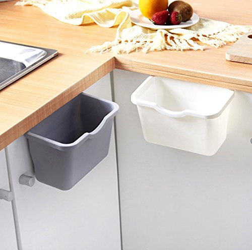 sunliveus 3 Pack Hanging Kitchen Wastebaskets Multipurpose Little Trash Compost Container Recycle Waste Garbage Bins Bowls for Kitchen, Office, Bathroom, Bedroom Drawers Cabinets Storage (White)
