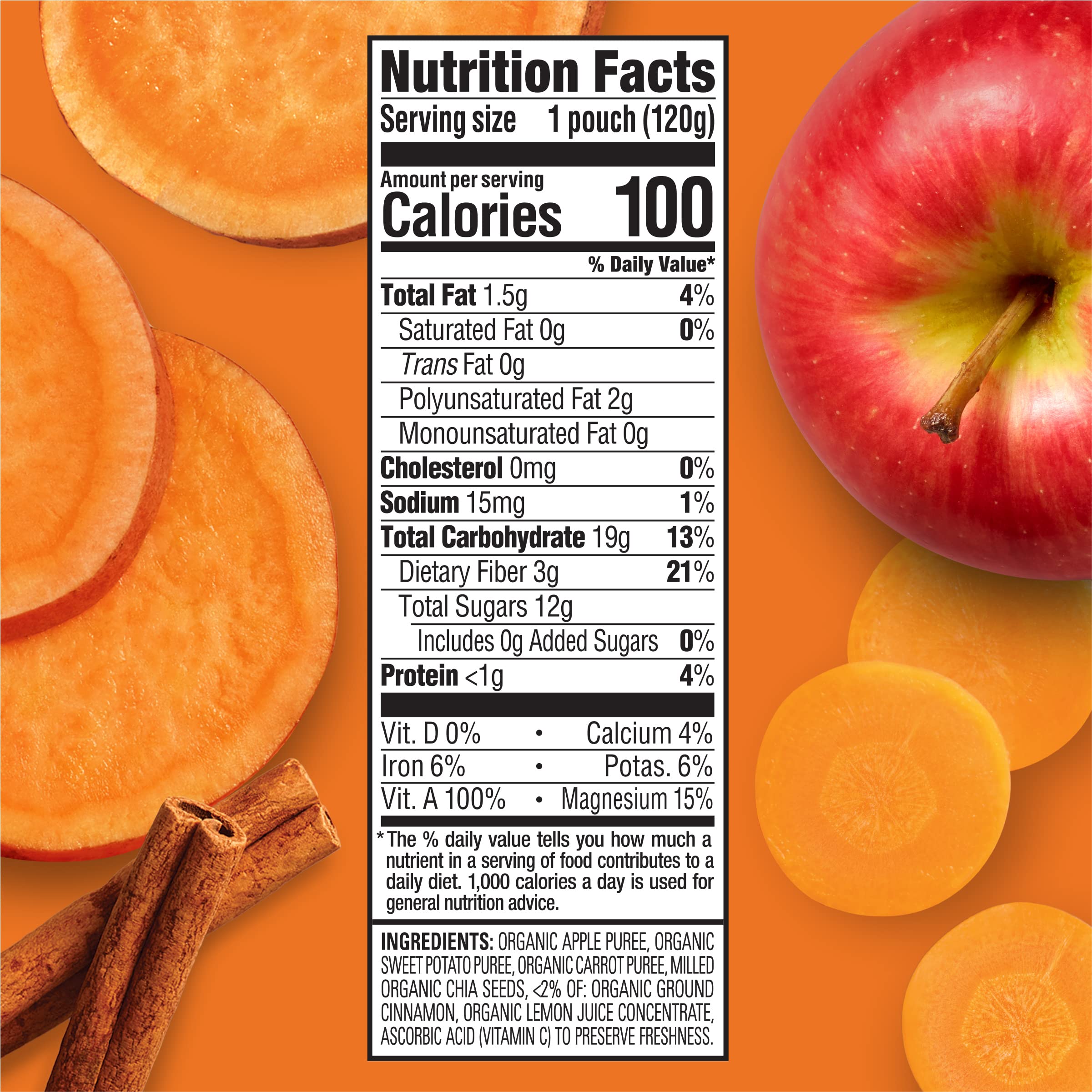 Happy Tot Organics Super Foods, Sweet Potato, Apple, Carrot & Cinnamon, 4.22 Ounce (Pack of 1)