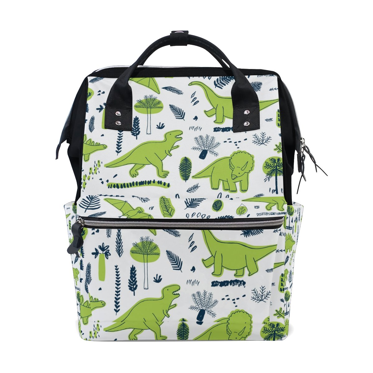 My Little Nest Large Capacity Diaper Bag Funny Dinosaurs Leaves Durable Multi Function Travel Backpack for Mom Girls